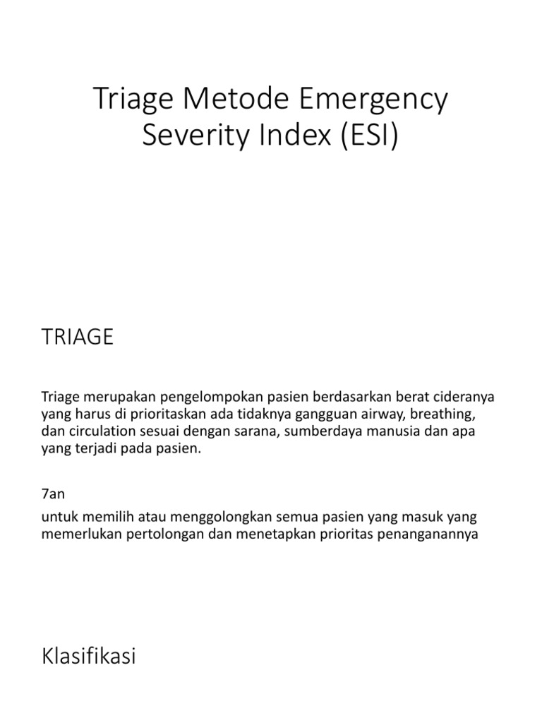 Panduan Triage ESI untuk Gawat Darurat | PDF
