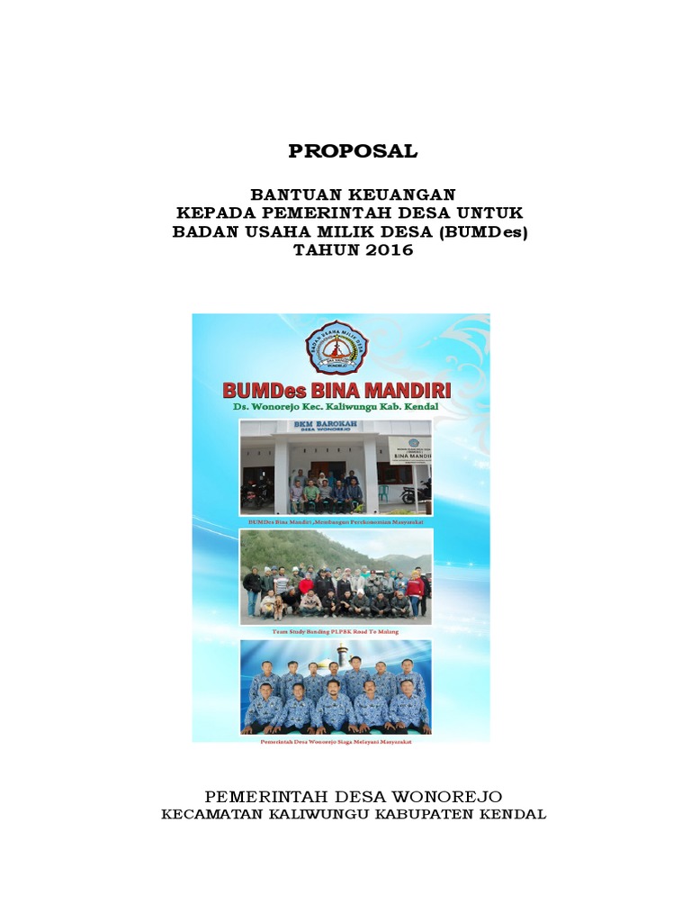 Contoh Proposal Pengajuan Kegiatan BUMDES | PDF