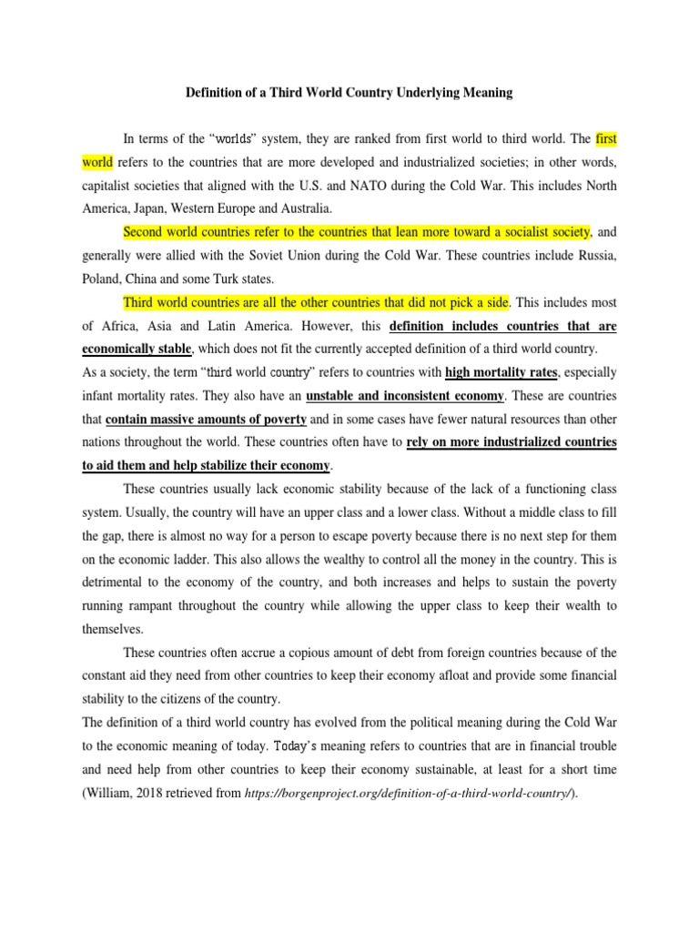 Definition of A Third World Country Underlying Meaning | PDF | Third ...