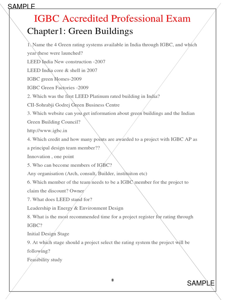 IGBC Accredited Professional Exam Chapter 1 Questions | PDF ...