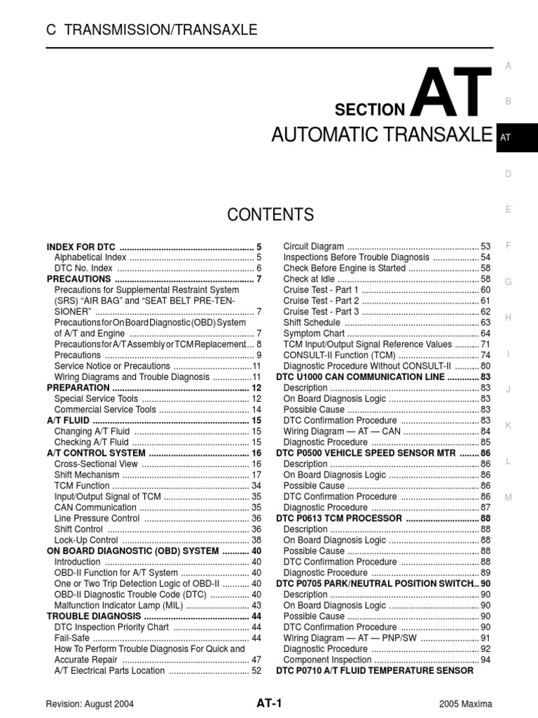 2005 Maxima P0726 DTC Overview | PDF | Airbag | Valve