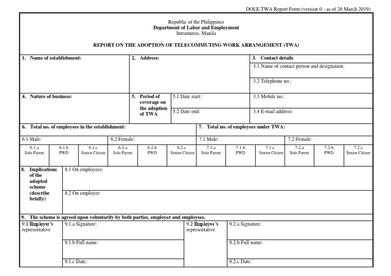 Telecommuting Report Form | PDF | Employment | Labor