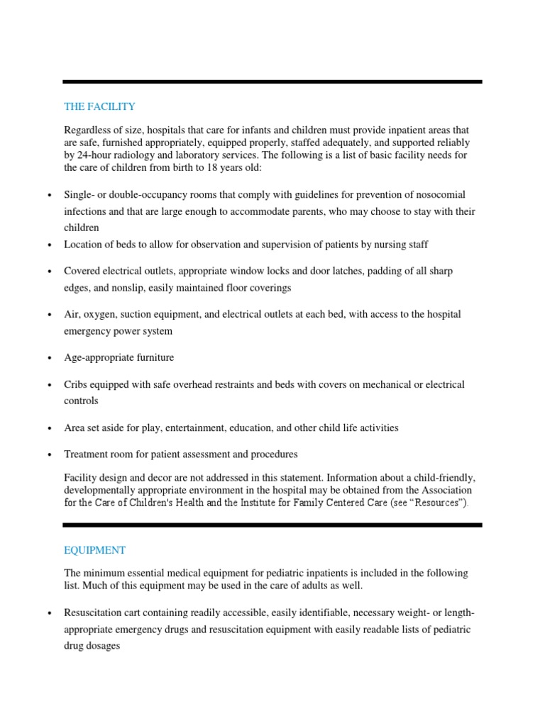 Pediatric Ward Design Guidelines | PDF | Hospital | Pediatrics