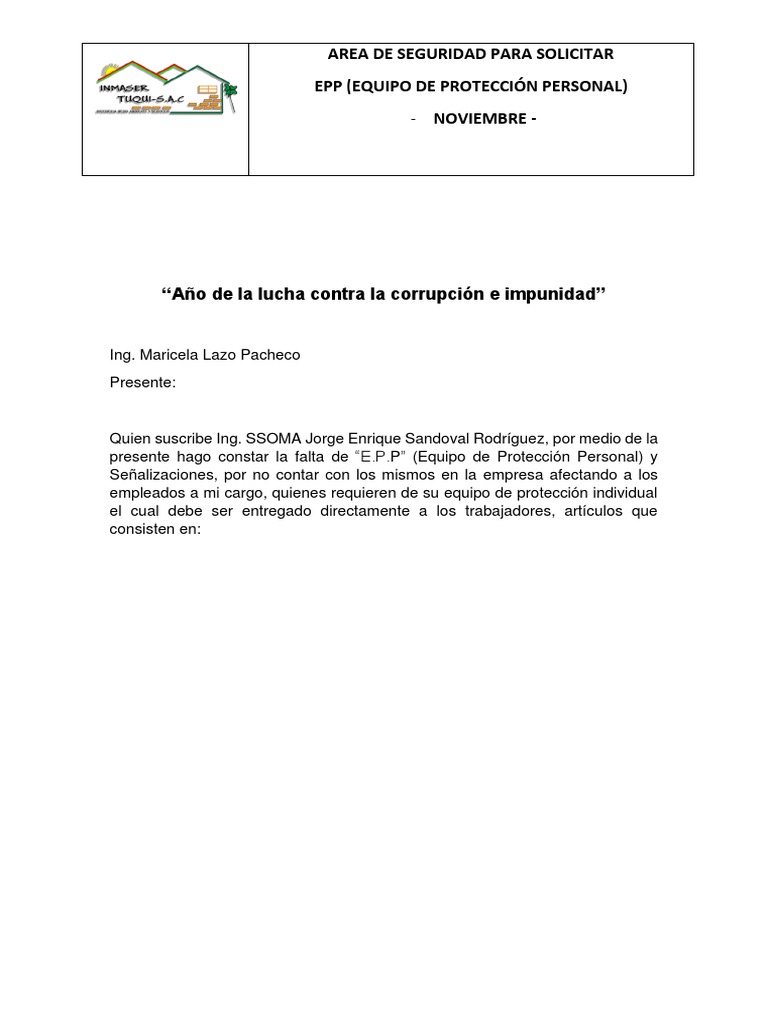 Solicitud de EPP | PDF