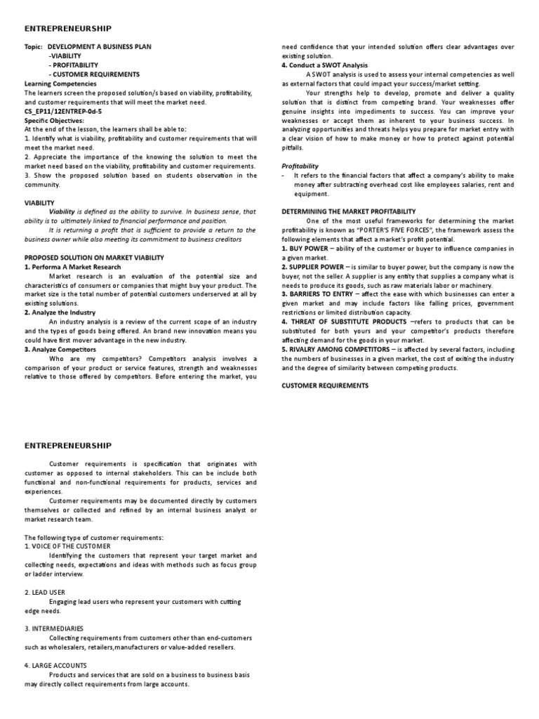 ENTREP - IS - LC - Lesson1 - 1.2.3 0b-c-5 TAMAYO | PDF | Swot Analysis ...