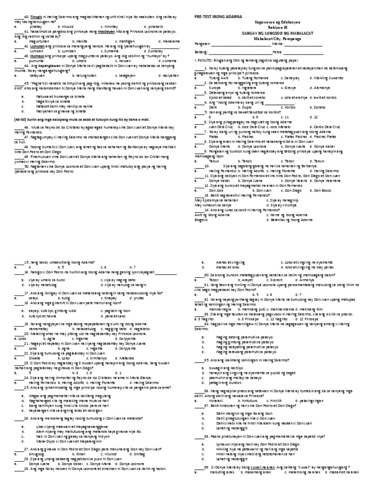 40pre Test | PDF