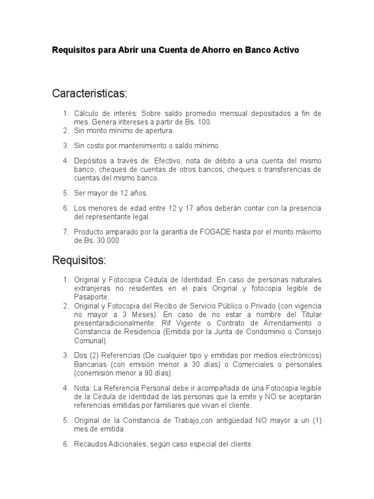 Requisitos para Abrir Cuenta Ahorro Activo | PDF | Ciencias sociales