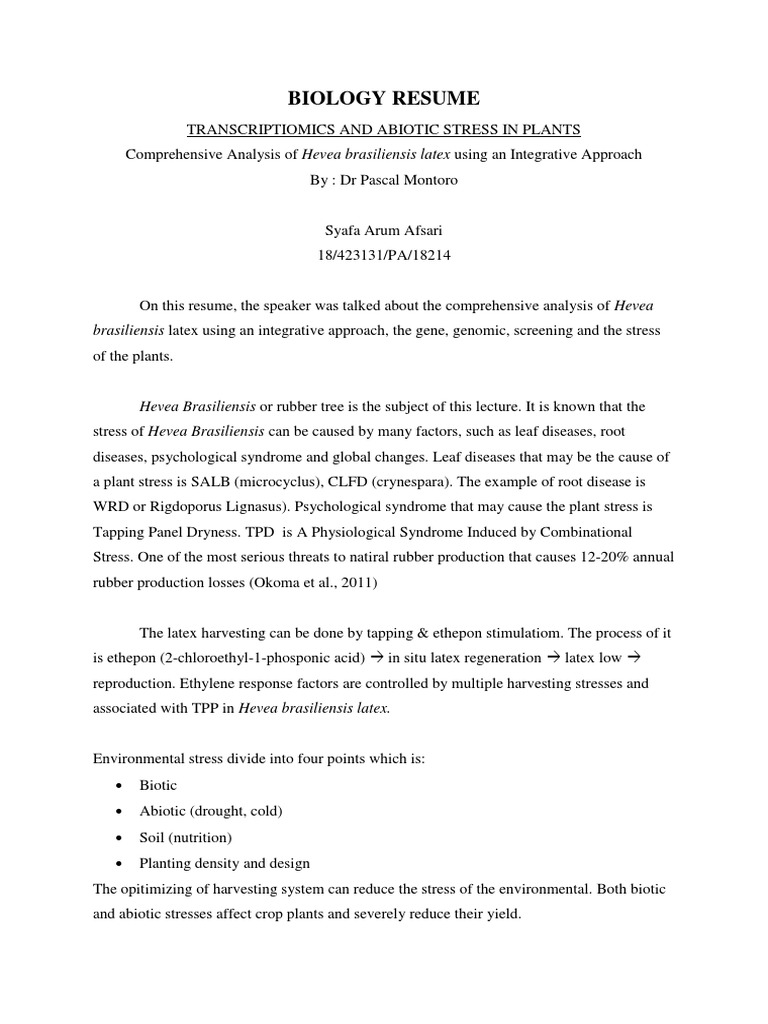 Resume Biology Syafa | PDF | Transcriptome | Gene