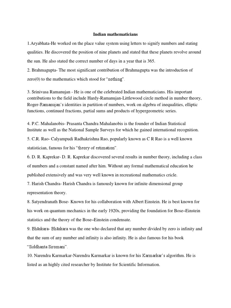 INDIAn Mathematicians | PDF | Social Science | Religion & Spirituality