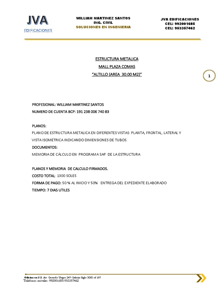 Proforma Altillo Mall Plaza Comas | PDF