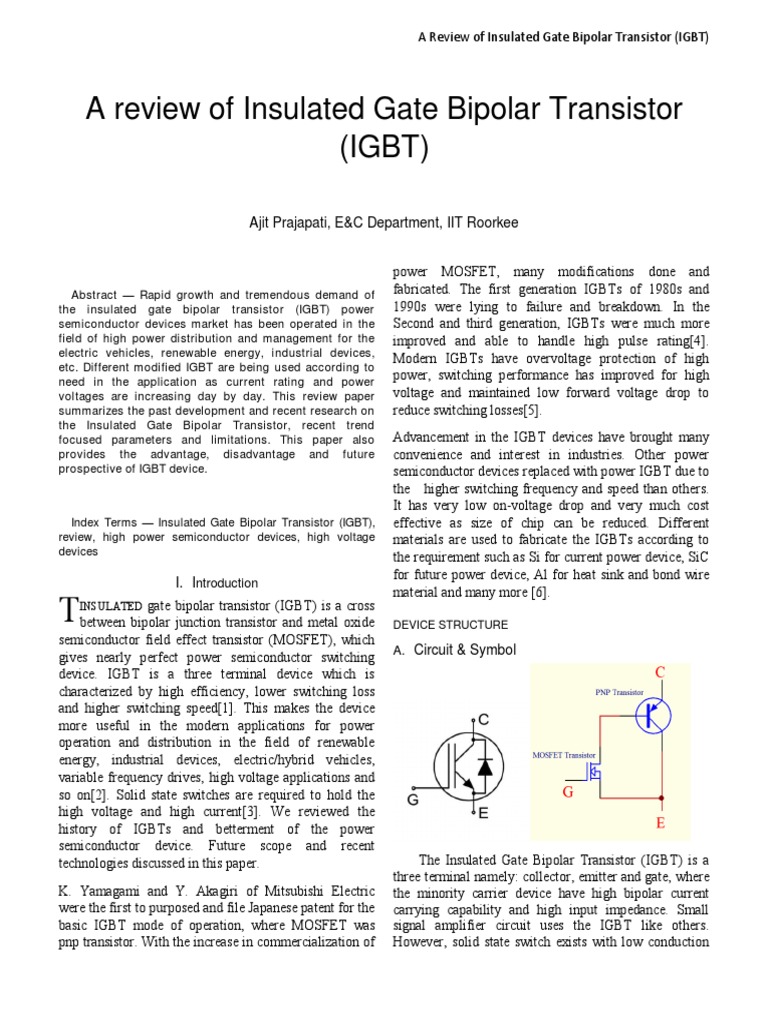 IGBT Review Paper | PDF | Field Effect Transistor | Transistor