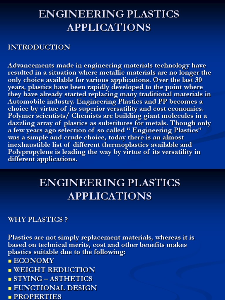 Engineering Plastics in Automotive Use | PDF | Thermoplastic | Plastic