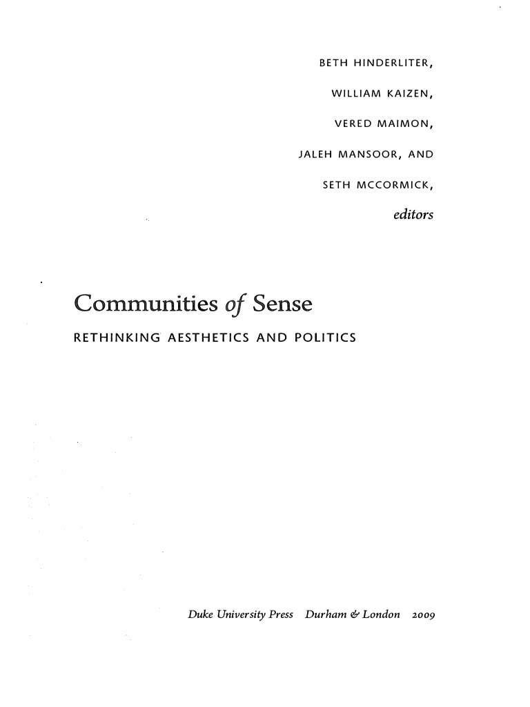 5-Communities of Sense, Politics - Beth Hinderliter, William Kaizen ...