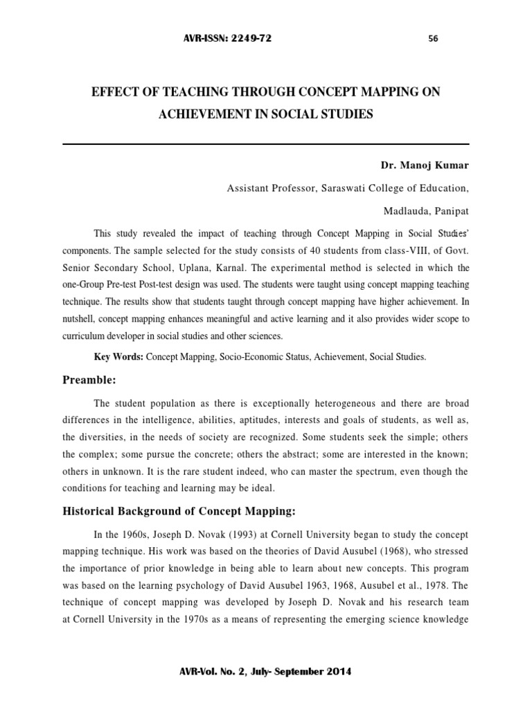 Concept Mapping in Social Studies | PDF | Educational Psychology | Learning