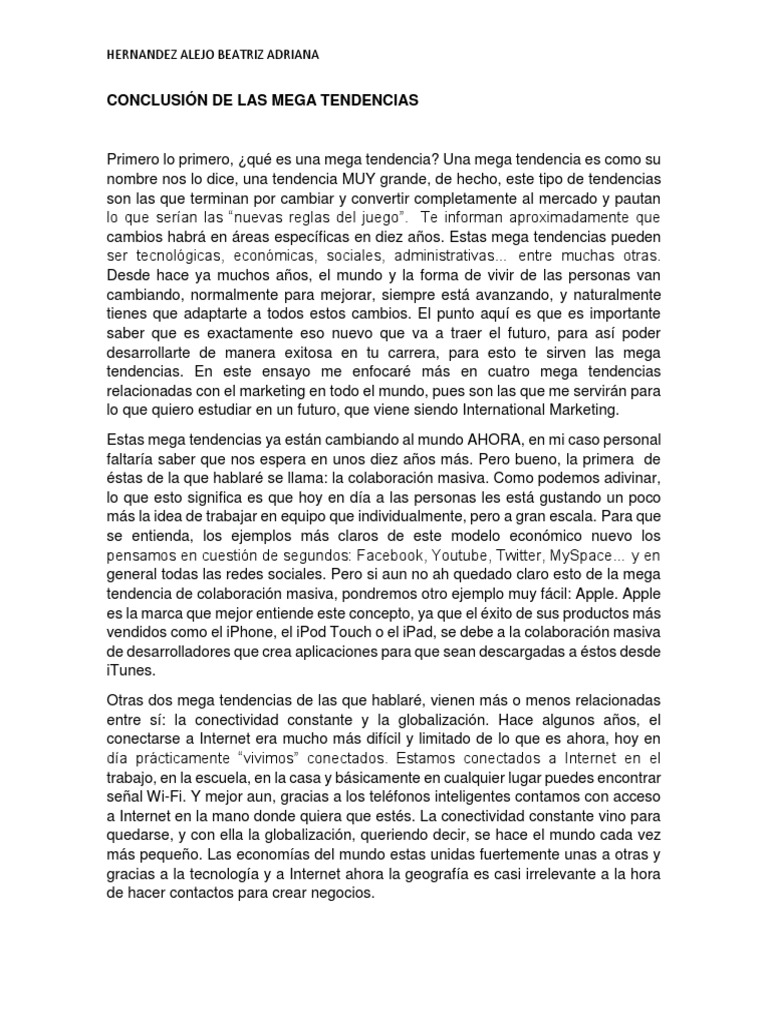 Conclusión de Las Mega Tendencias | PDF | Apple Inc. | Internet
