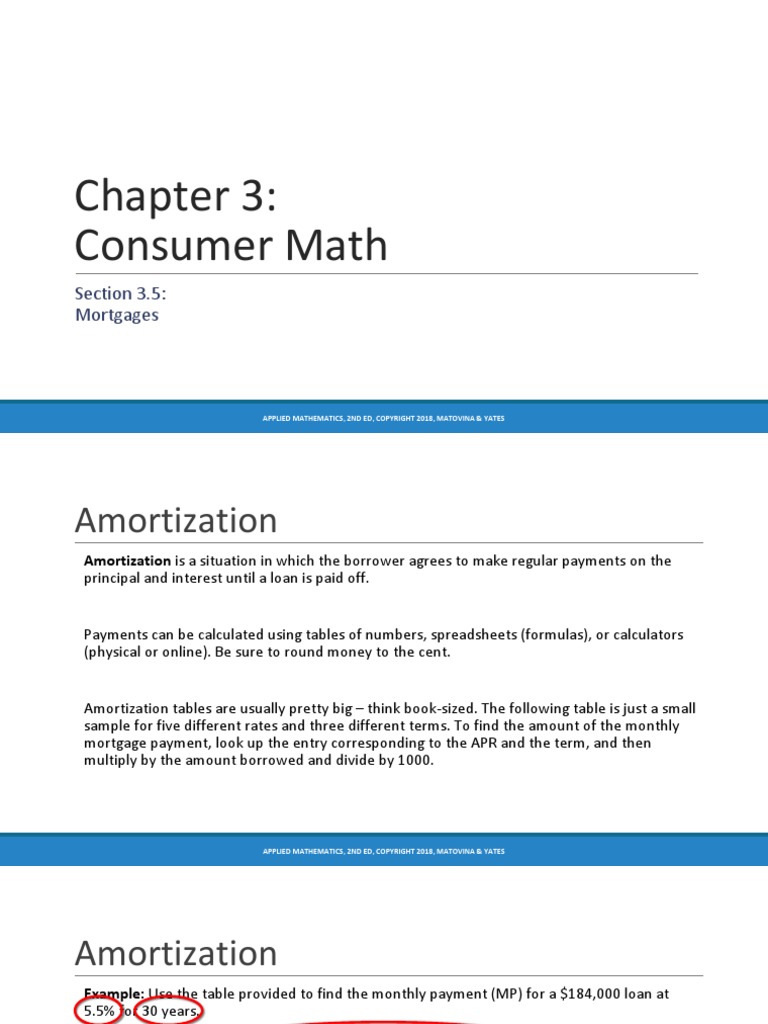 Consumer Math Chapter 3.5 | PDF | Loans | Mortgage Loan