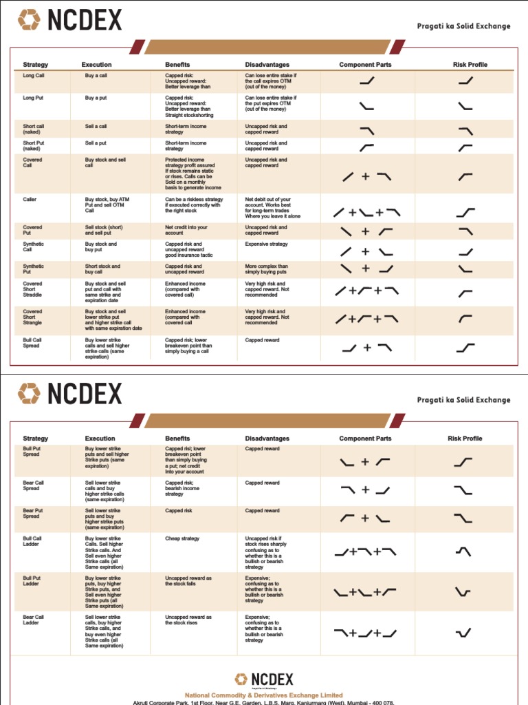 Options Stratergies Payoff Chart | PDF | Market Trend | Moneyness