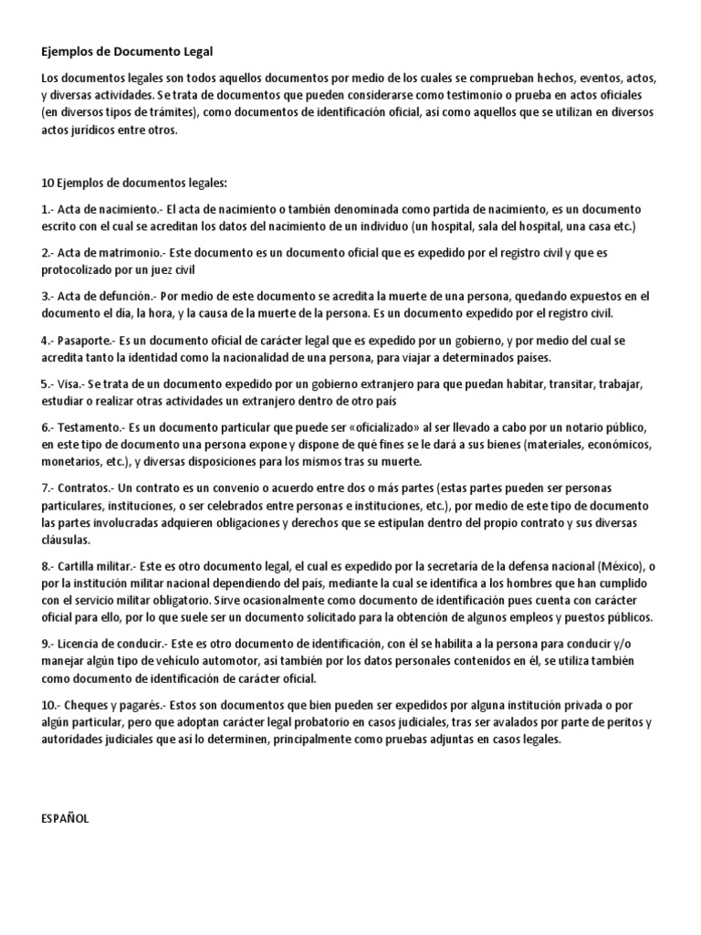 Ejemplos de Documento Legal | PDF | Gobierno | Instituciones sociales