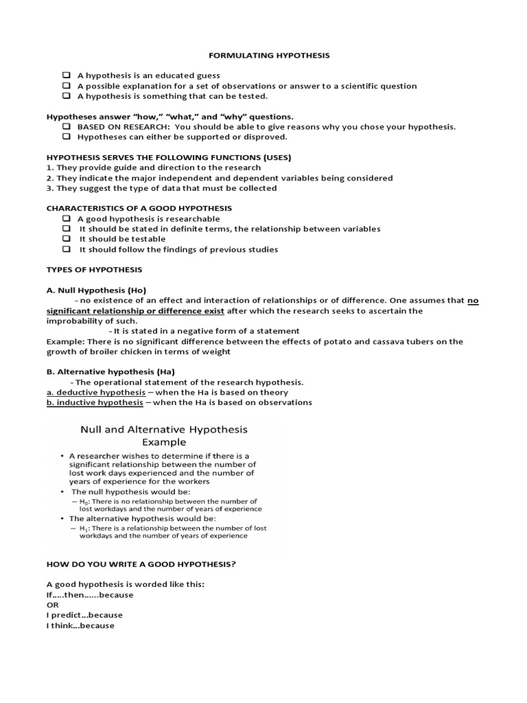 Formulating Hypothesis Outline | PDF | Hypothesis | Methodology