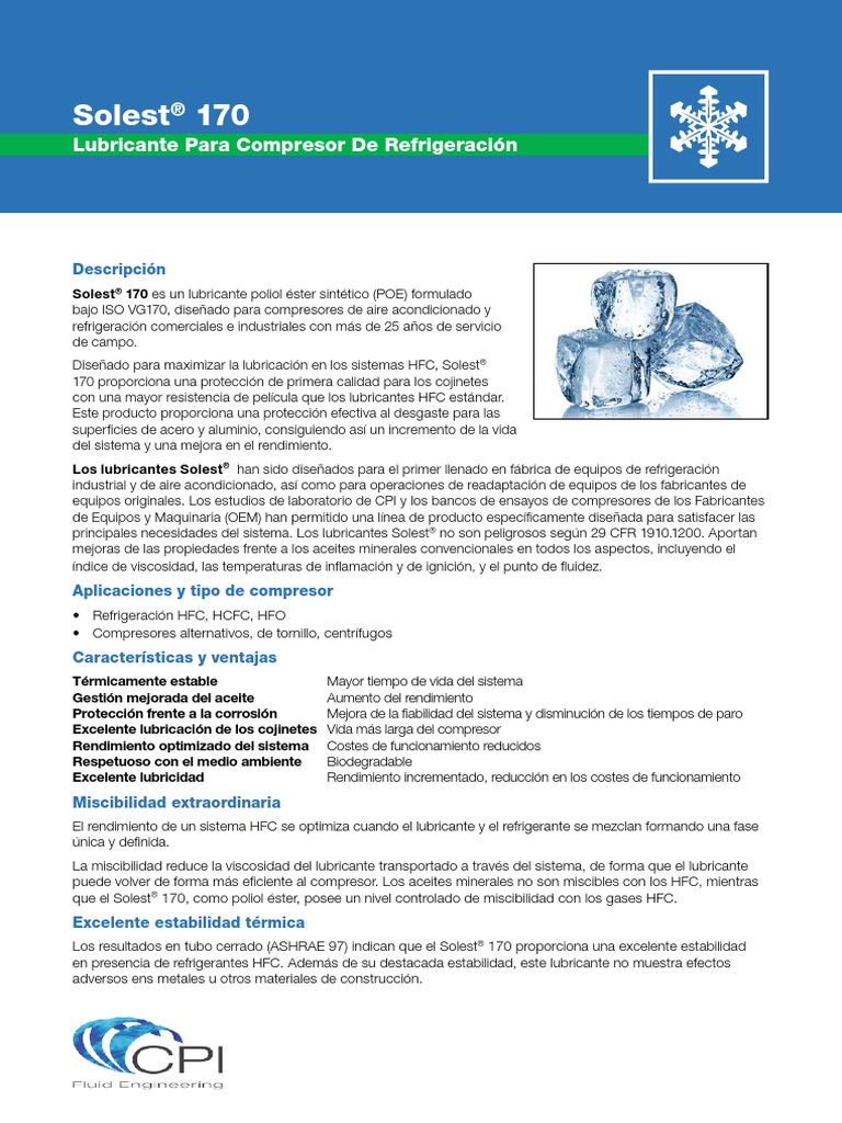 Solest 170 Pds 16 cp0516 Es | PDF | Lubricante | Aluminio
