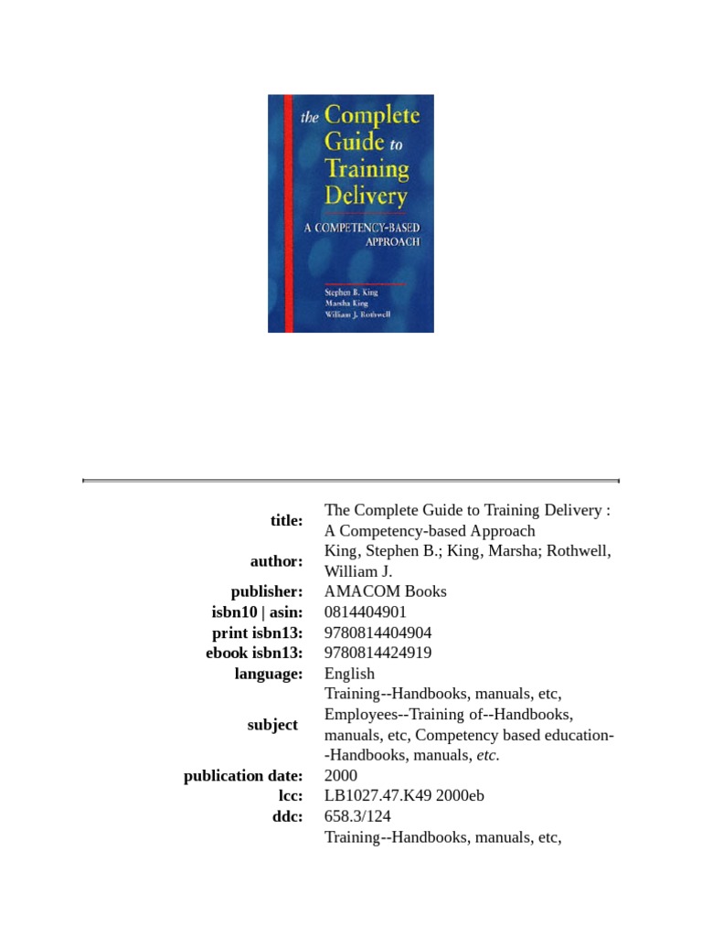 CIT-The Complete Guide To Training Delivery | PDF | Instructional ...
