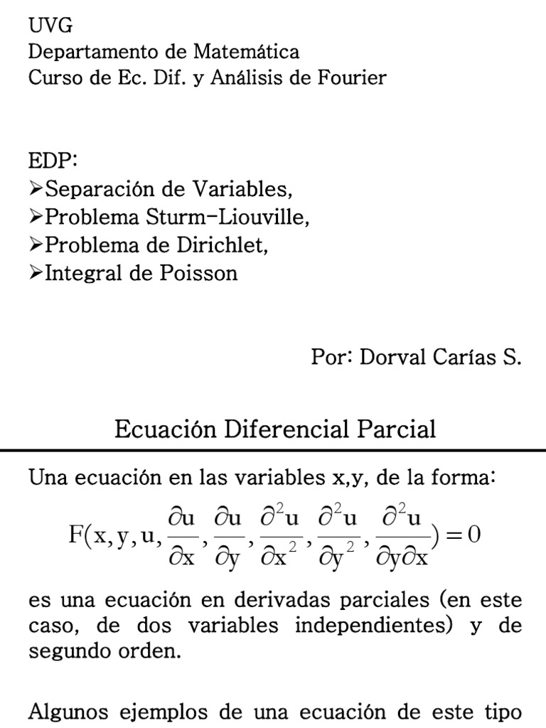 Ecuaciones Diferenciales Parciales 1 | PDF | Ecuación diferencial parcial | Ecuaciones