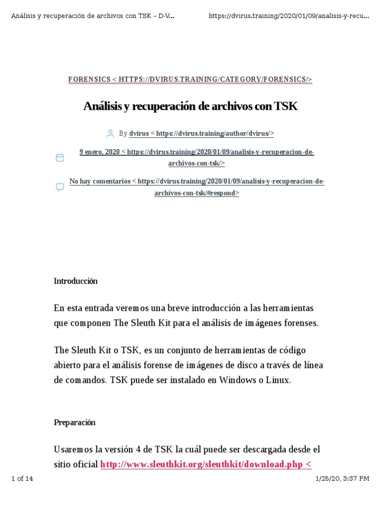 Análisis y Recuperación de Archivos Con TSK | PDF | Formato de imagen sin procesar | Archivo de ...