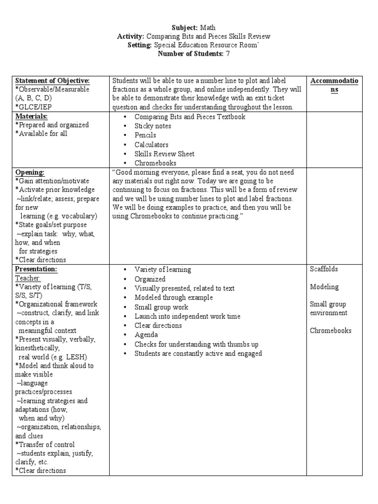 Math Lesson: Plotting Fractions | PDF | Education Theory | Learning