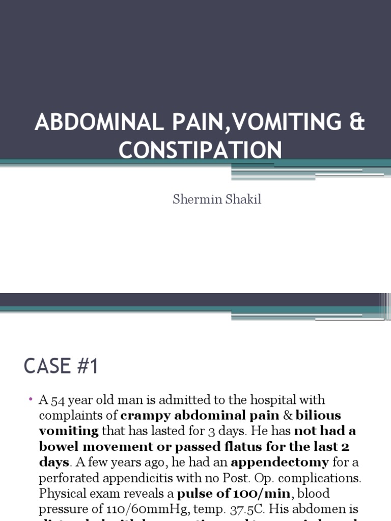 Abdominal Pain, Vomitting & Constipation | PDF | Gastroenterology | Medical Specialties