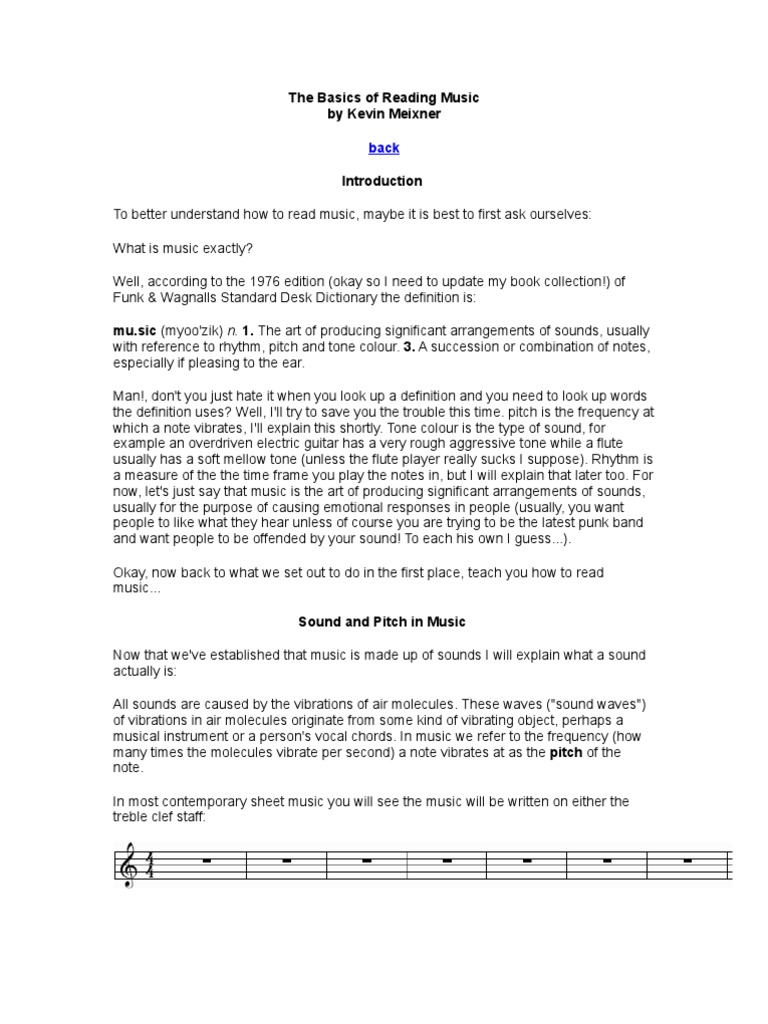 The Basics of Reading Music by Kevin Meixner | PDF | Clef | Musical ...