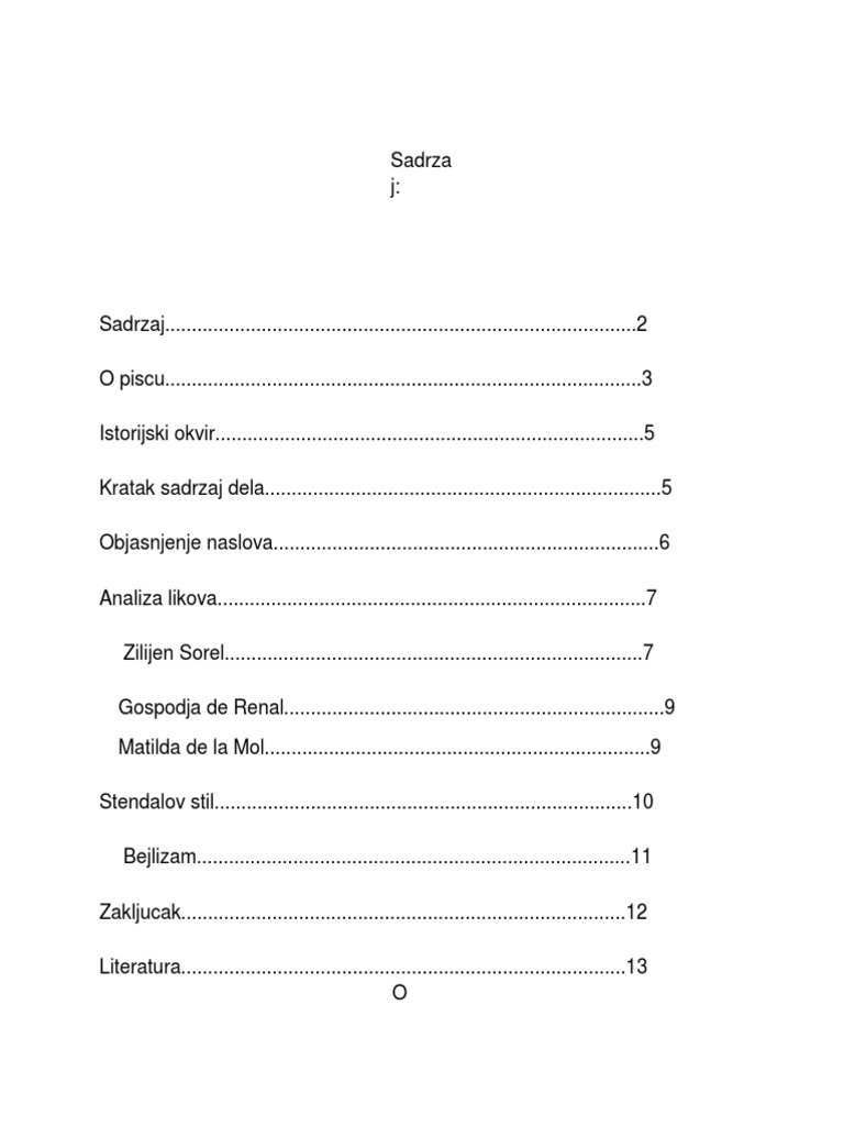 Crveno I Crno Analiza | PDF