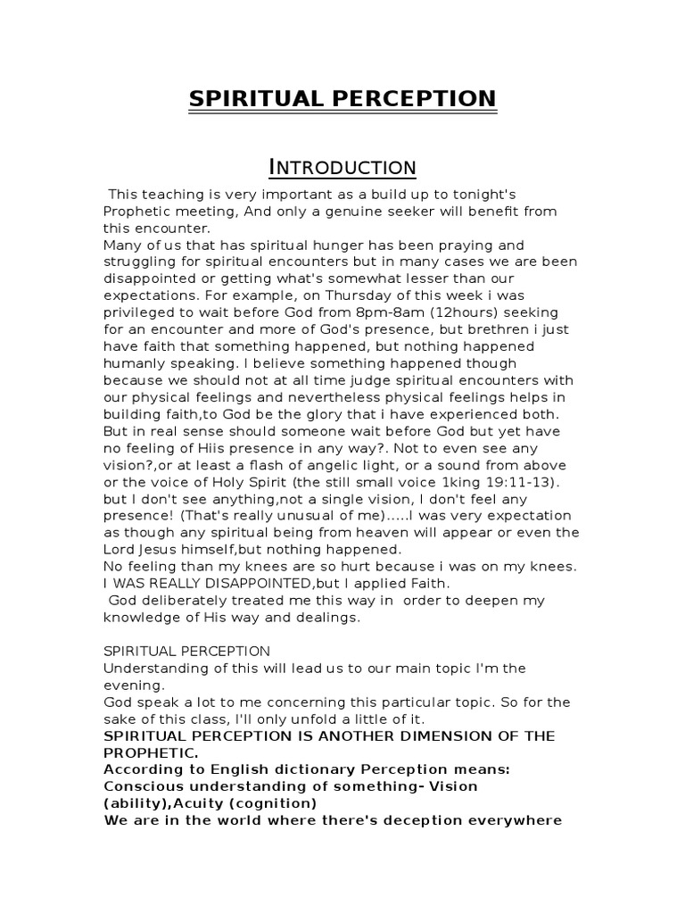 Spiritual Perception | PDF | Glory (Religion) | Prophecy