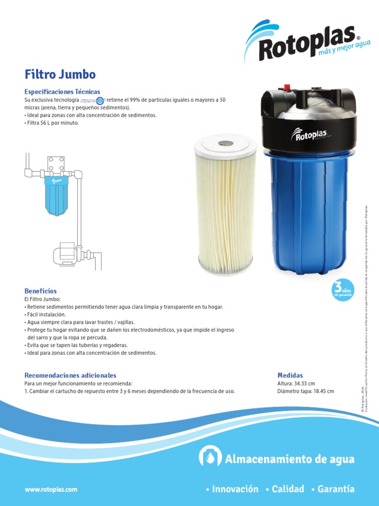 Especificaciones del Filtro Jumbo Rotoplas | PDF | Hogar, jardinería y bricolaje | Ciencia y ...
