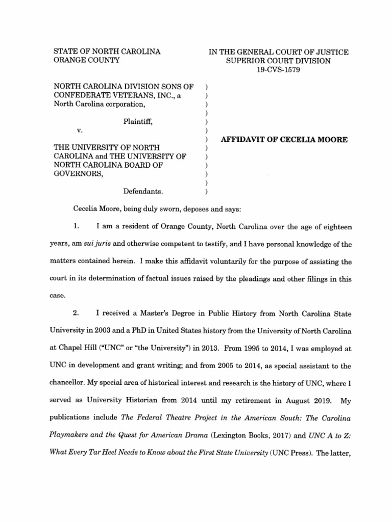 Moore Affidavit For Amici Curiae Brief | PDF | University Of North ...