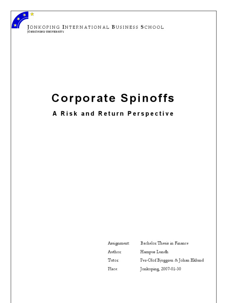 Corporate Spinoffs: A Risk and Return Perspective | PDF