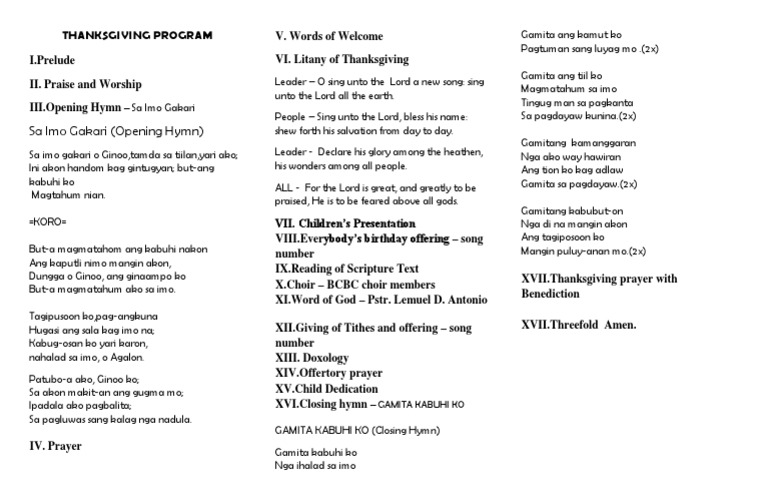 Thanksgiving Program | PDF