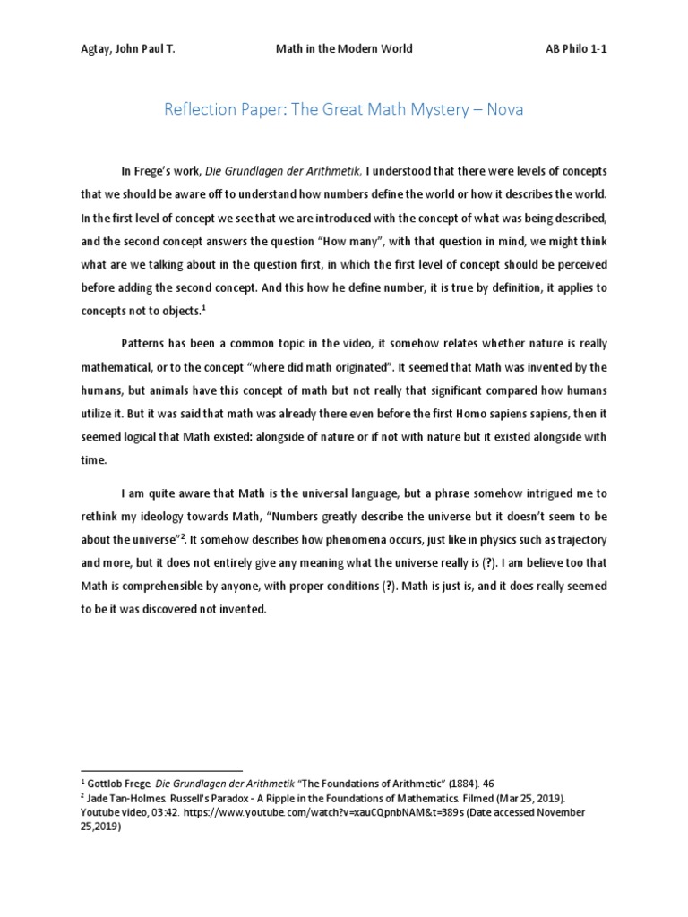 Reflection on "The Great Math Mystery" | PDF | Science & Mathematics