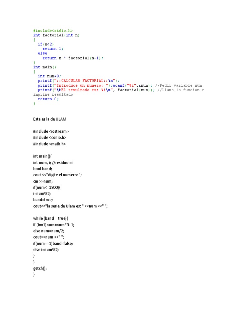 Ejemplos de Recursividad en Programacion | PDF