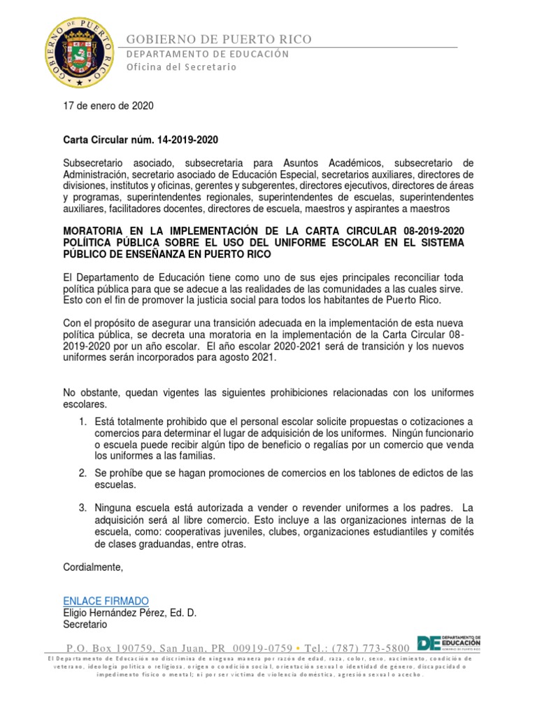 Carta Circular Num. 14 2019 2020 Firmado | PDF | Esfera pública | Gobierno Carta Circular Num. 14 2019 2020 Firmado | PDF | Esfera pública | Gobierno