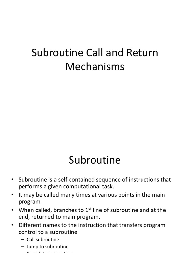 14-Subroutine Call and Return Mechanisms-Single Cycle Data Path design-12-Aug-2019Material - I ...