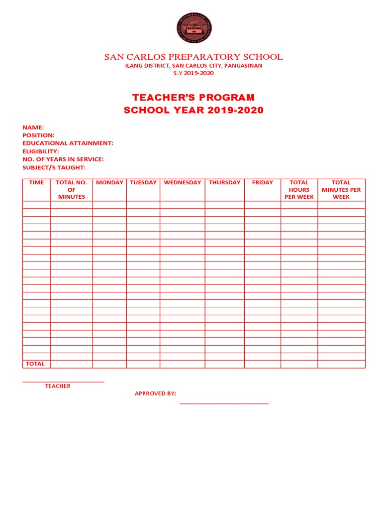 Teacher Program Sample For Peac | PDF
