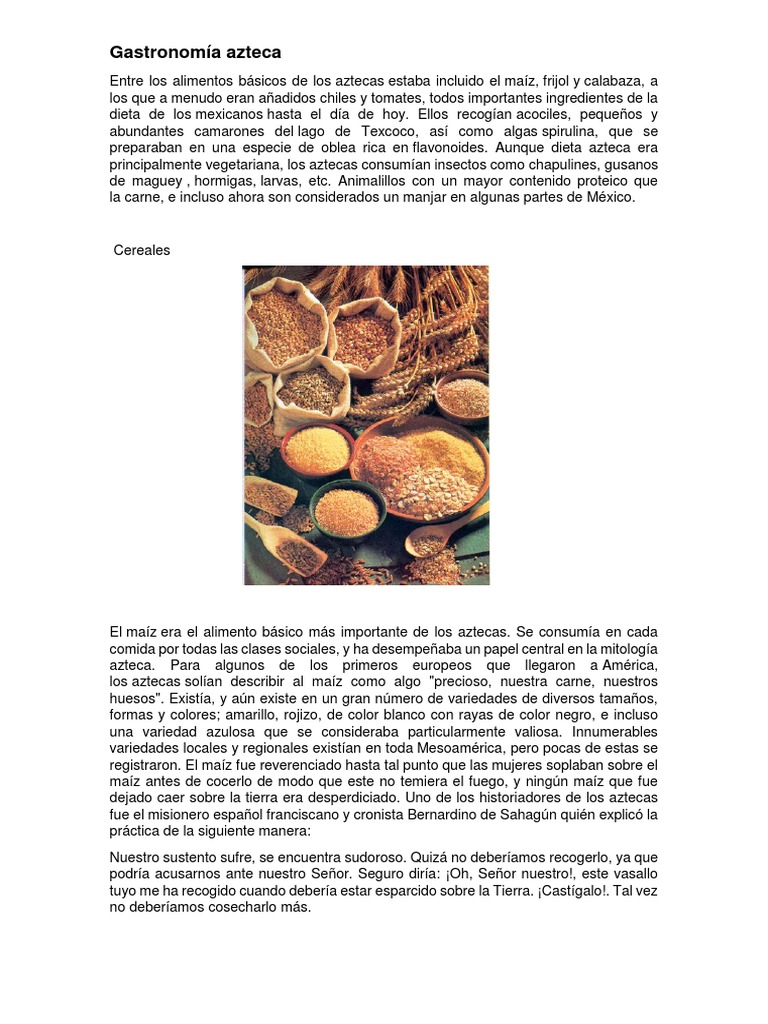 Gastronomía Azteca | PDF | Alimentos | Comida y bebida