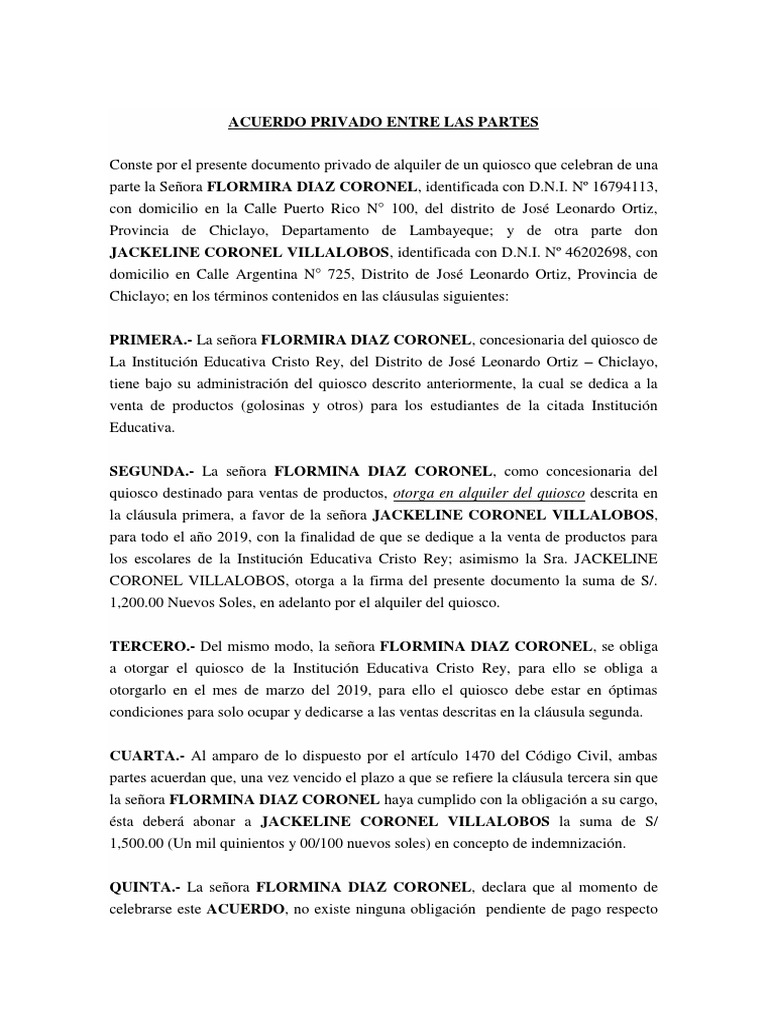Modelo De Acuerdo General