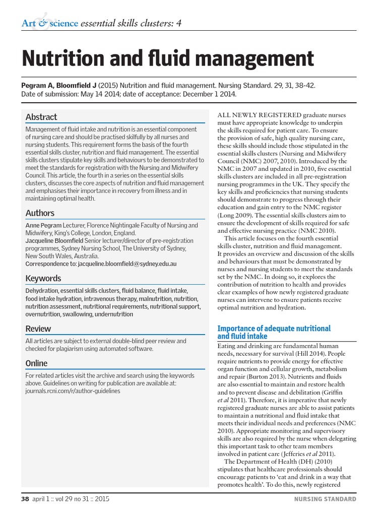 Nutrition and Fluid Management | PDF | Nursing | Malnutrition
