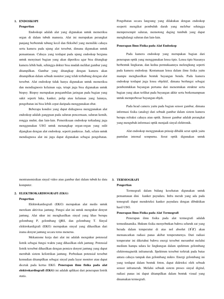 Alat Medis: Endoskopi, EKG, Termografi | PDF | Sains & Matematika