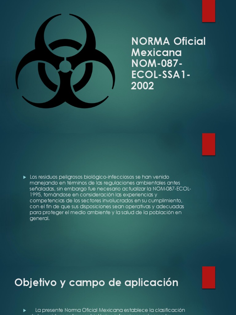 NORMA Oficial Mexicana NOM-087-ECOL-SSA1-2002 | PDF | Sangre | Residuos
