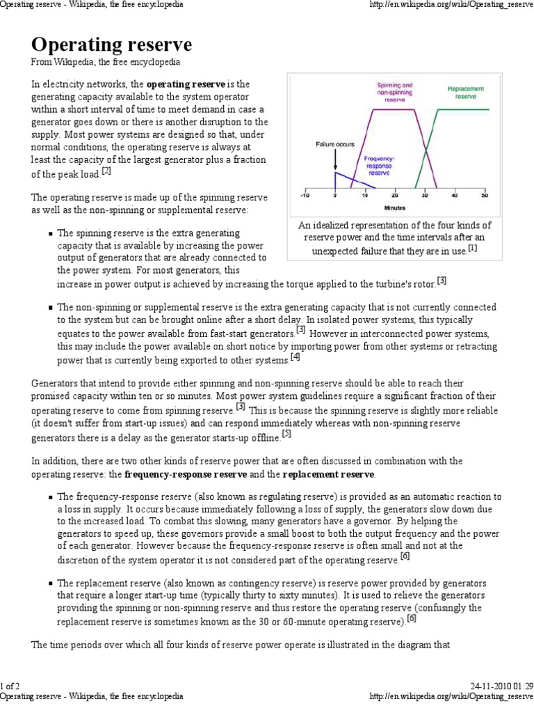 Operating Reserve - Wikiped... | Download Free PDF | Electric Power ...