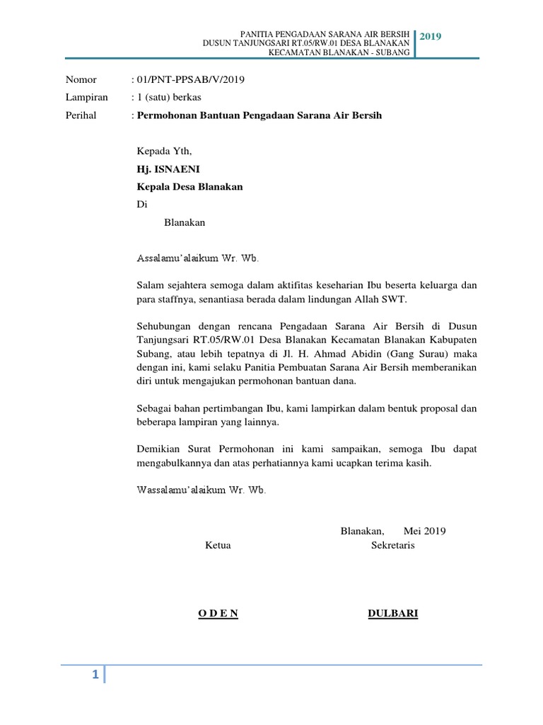 Proposal Sarana Air Bersih Surau | PDF
