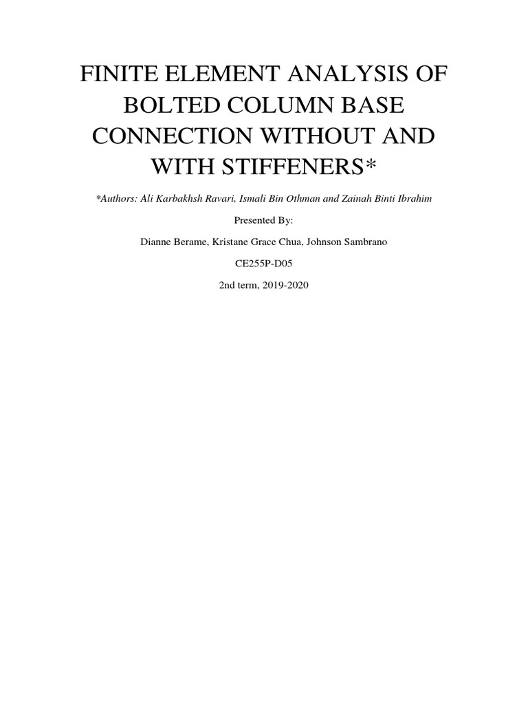 Finite Element Analysis of Bolted Column Base Connection Without and ...