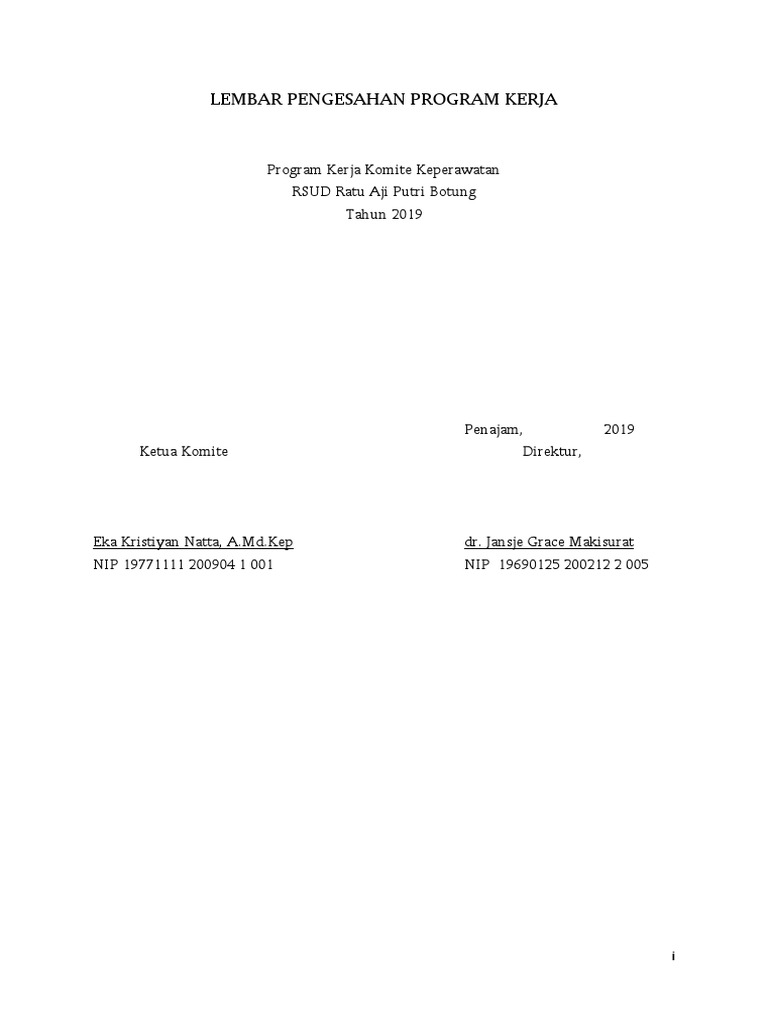 Lembar Pengesahan Proker 2019 | PDF